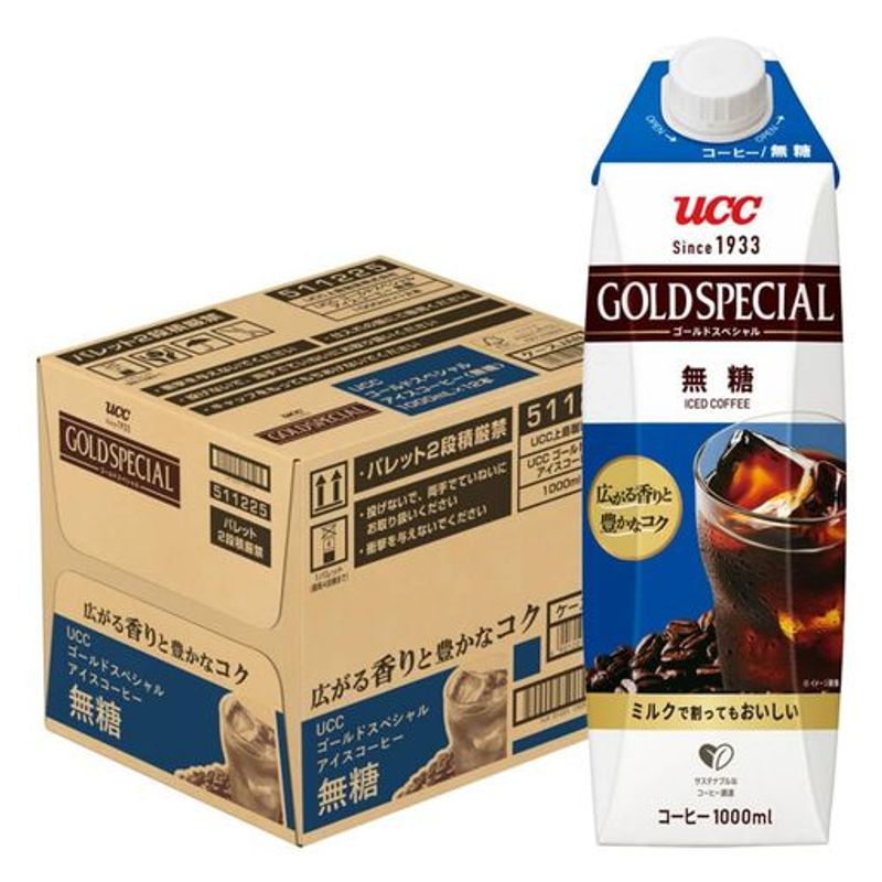 UCC Gold Special Iced Coffee Unsweetened Paper Pack Coffee 1000ML x 12 ...