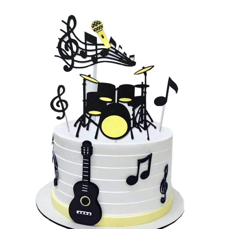 Borsgye 40 PCS Guitar Cake Toppers Music Note Cupcake Toppers Letters ...