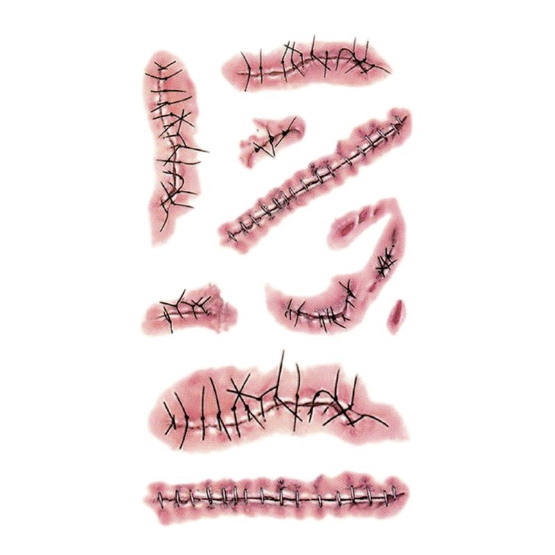 MapofBeauty 2 pcs Temporary Tattoos Fake Scars Stitches Wound ...