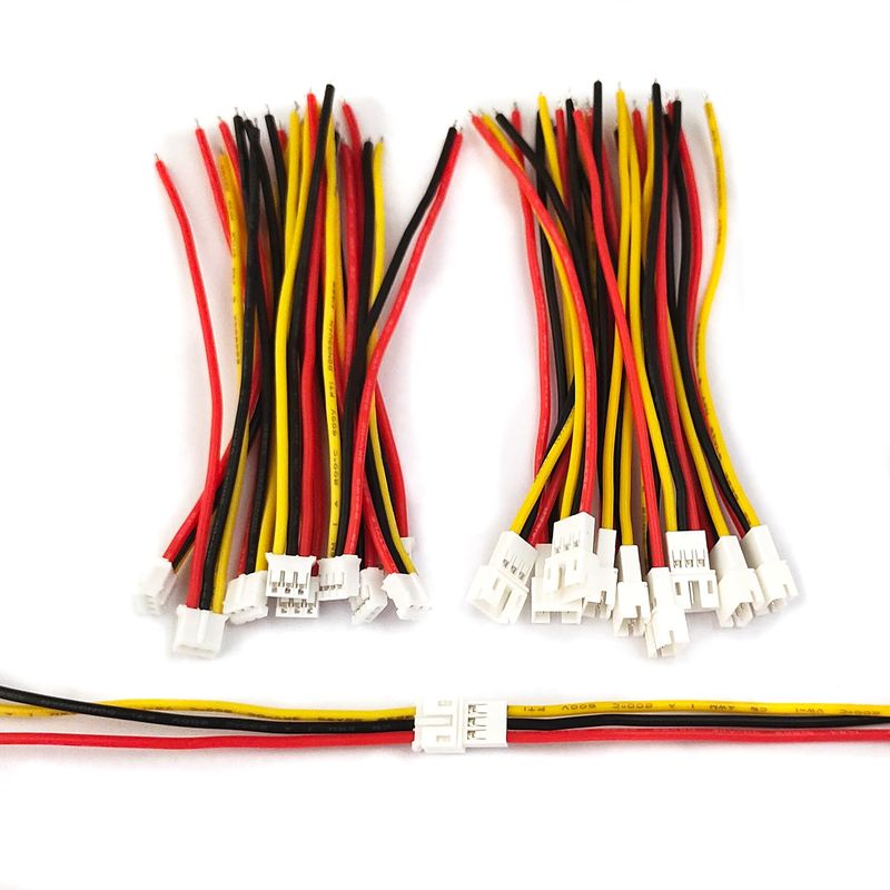 10Pairs JST PH 2.0mm 3 Pin Male and Female Connector Plug with 10cm 22 AWG Soft Silicone Cable ...