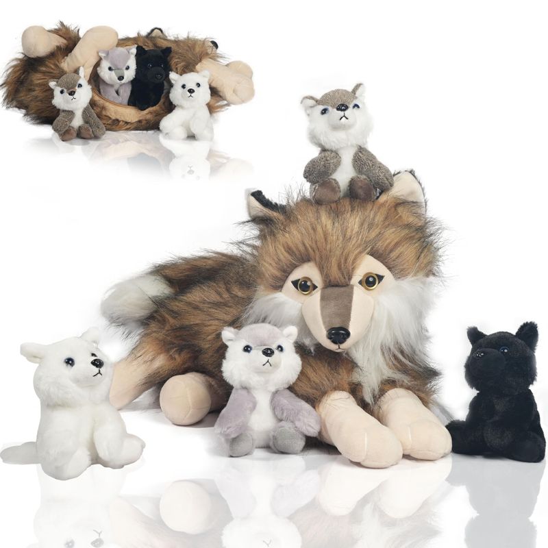 XYHQYB 5 Pcs Wolf Stuffed Animal Plush Toy, 16 Inch Mommy Stuffed Wolf ...