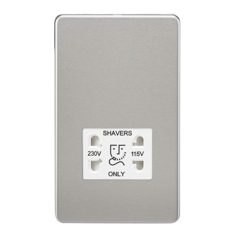 Knightsbridge Screwless Dual Voltage Shaver Socket in Brushed Chrome ...