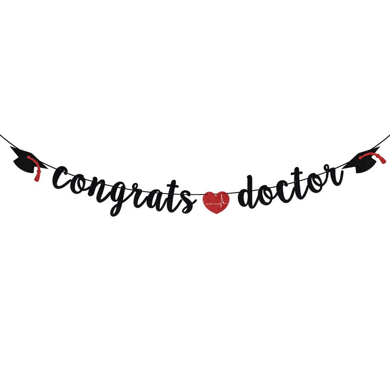 Black Glitter Congrats Doctor Banner - Doctor Graduation Decorations ...