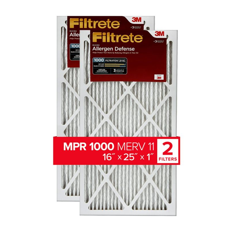 Filtrete 16x25x1 Air Filter, MPR 1000, MERV 11, Micro Allergen Defense ...