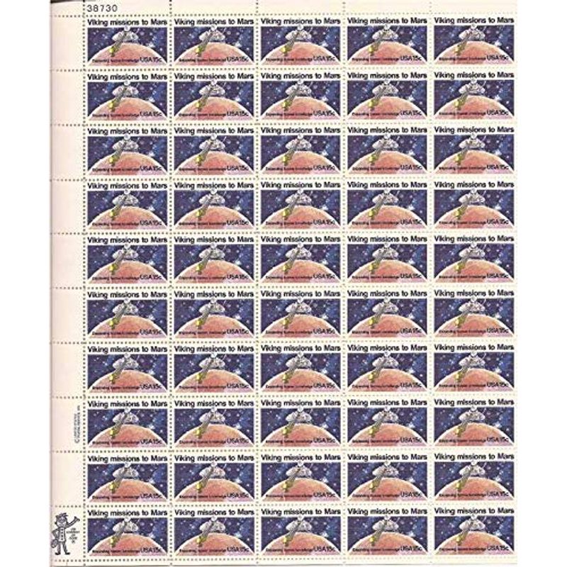 USPS Viking Missions to Mars Sheet of 50 x 15 Cent US Postage Stamps ...