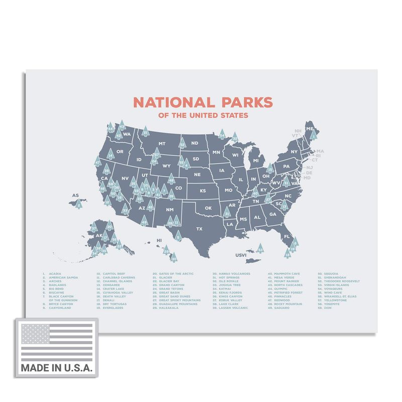 Kindred Sol Collective US National Parks Map - Map of All National ...