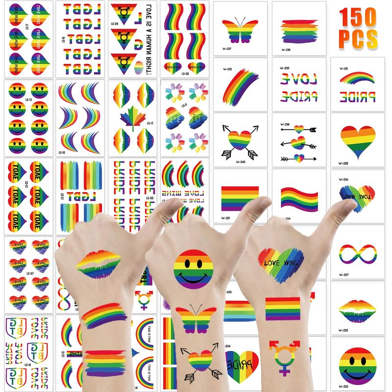 40 Sheets Rainbow Temporary Tattoos,LGBT Gay Pride Temporary Tattoos Decoration Designs ...