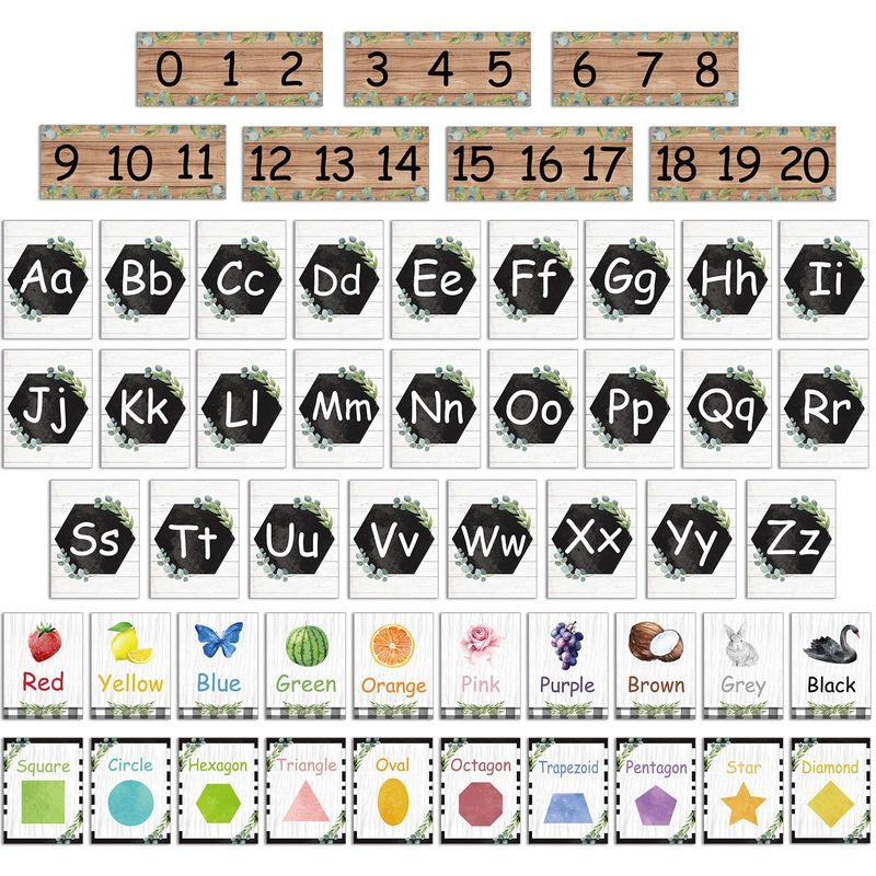 Yeaqee 55 Pieces Alphabet and Number Bulletin Board Set Eucalyptus ...