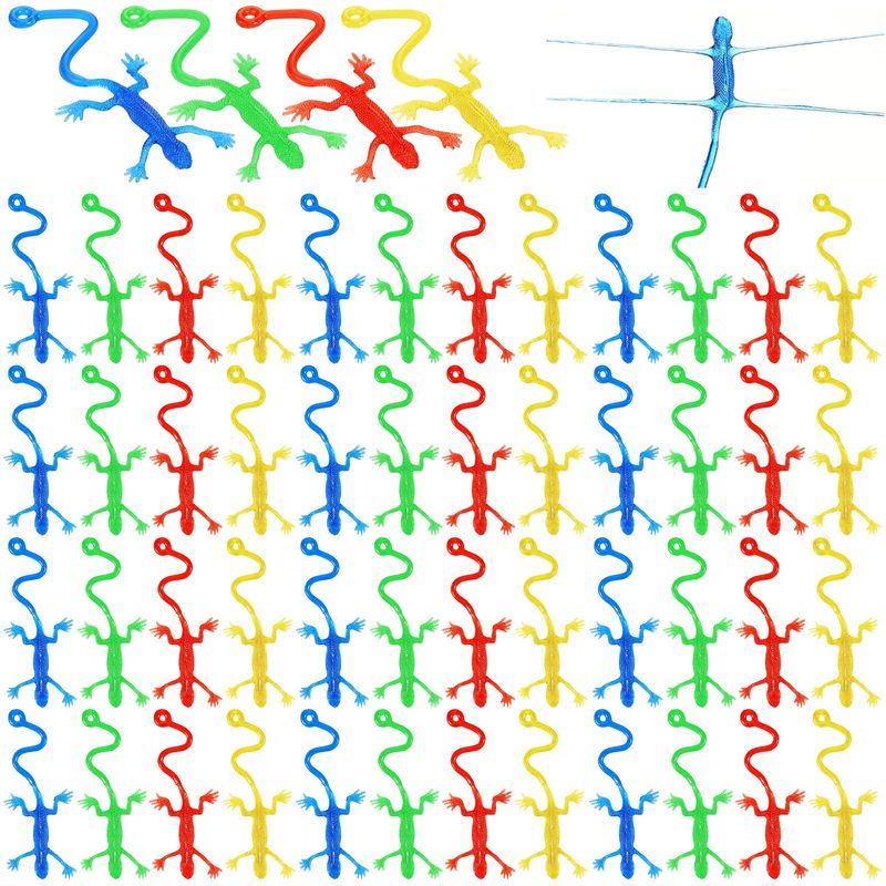 60 Pcs Stretchy Sticky Lizards Toys Stretchy Rubbery Sticky Lizards ...