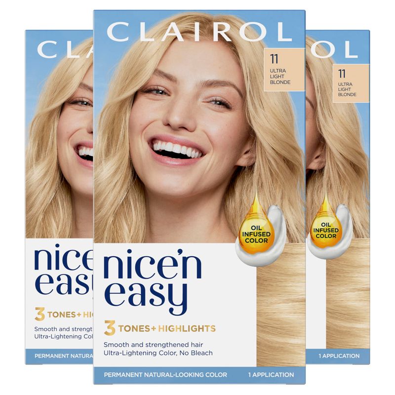 Clairol Nice'n Easy Permanent Hair Dye, 11 Ultra Light Blonde Hair ...