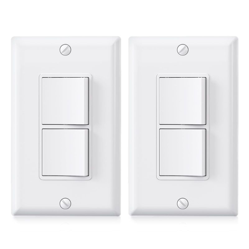 AIDA Single Pole Double Paddle Rocker Decorator Light Switch, 15 Amp ...