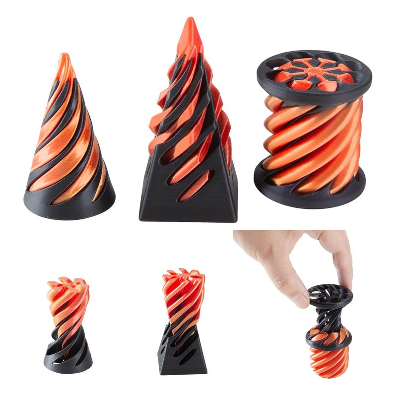 WUALAIER 3 PCS 3D Printed Spiral Cone Fidget Toy Set Impossible Cone ...
