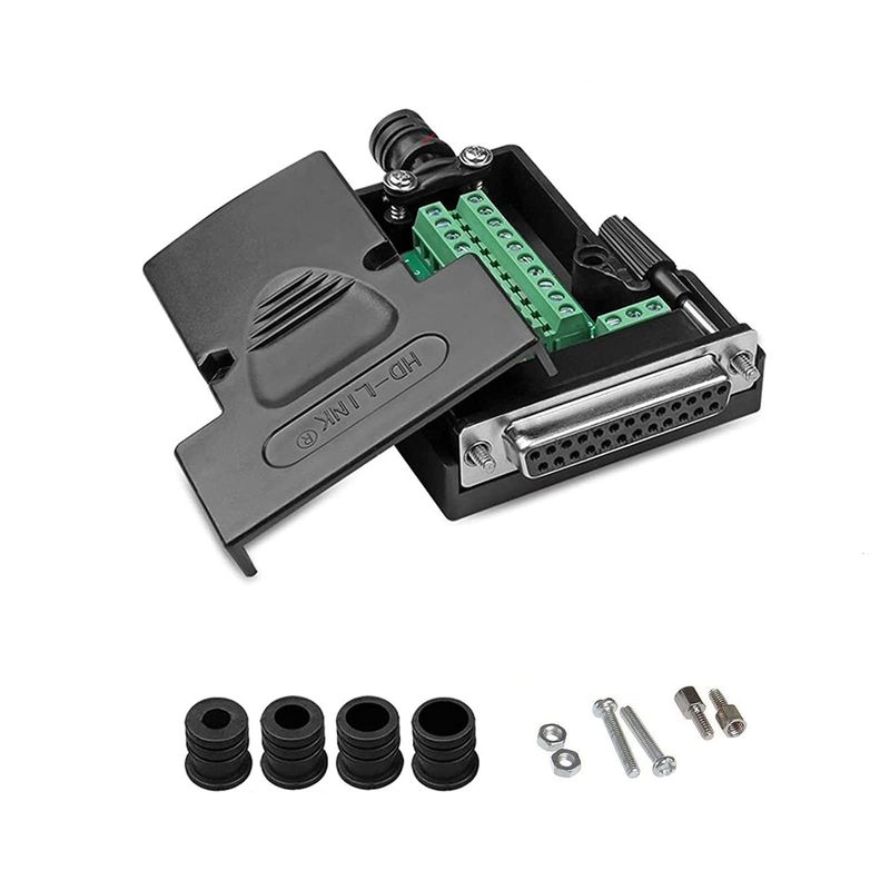 Harissess Solderless DB25 Connector, RS232 D-SUB Serial to 25-Pin Port ...