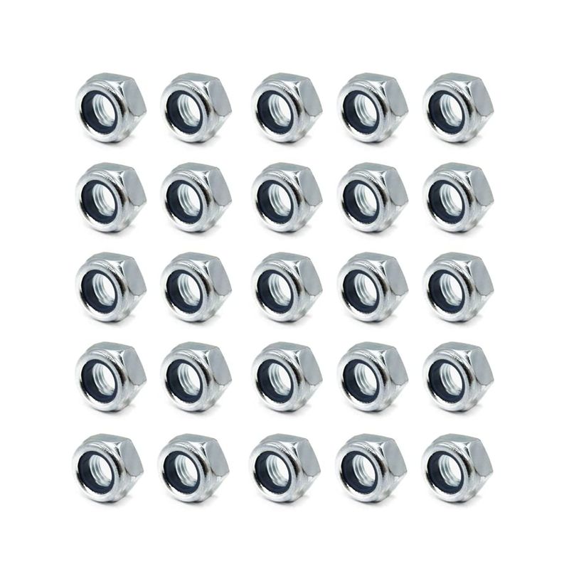 M8 Nyloc Steel Nuts, 8mm Self Locking Nuts with Nylon Inserts (25 Pack ...