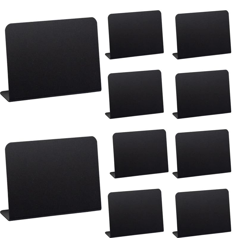 10 Pack Mini Black Chalkboard Signs Reusable L-Shape Small Blackboard ...