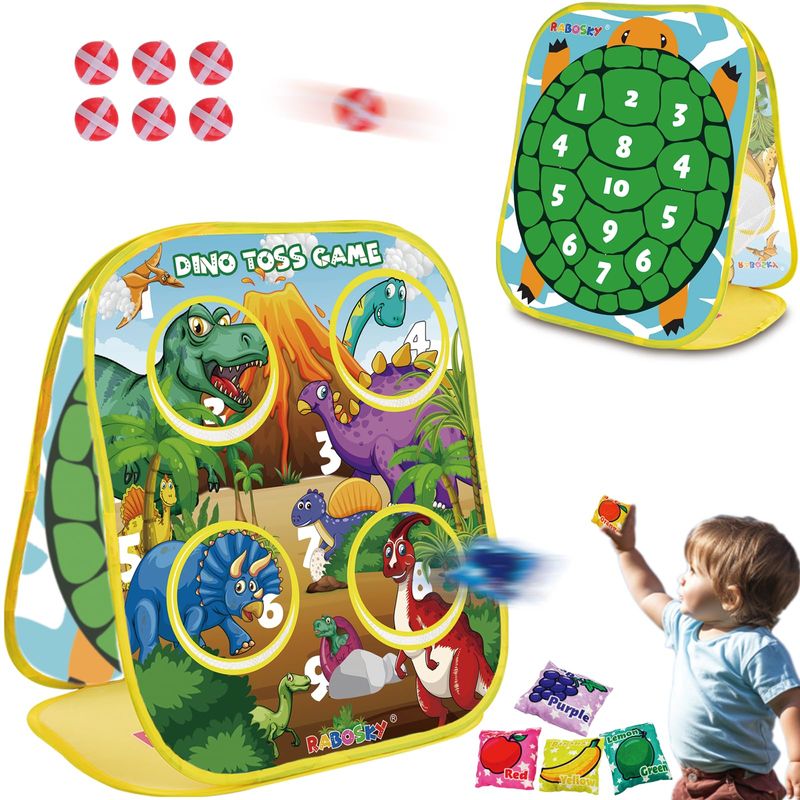 Dinosaur Bean Bag Toss Game for Kids 1-3-5, Cool 2-in-1 Toddlers ...