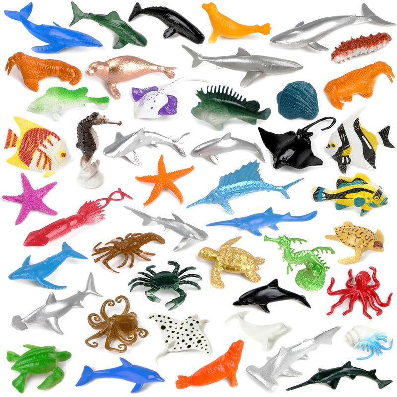 FXMHEHBB 46 Pack Mini Ocean Sea Animals Toys, Assorted Vinyl Plastic ...
