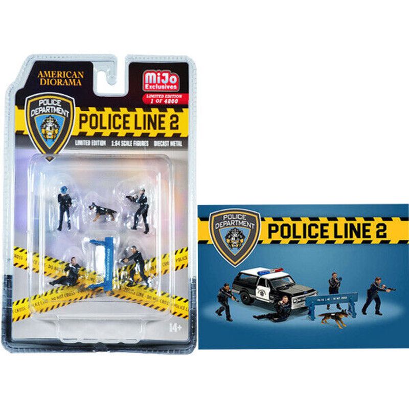 POLICE LINE 2" 6 PC DIECAST FIGURES/ACCESSORIES SET 1/64 AMERICAN ...