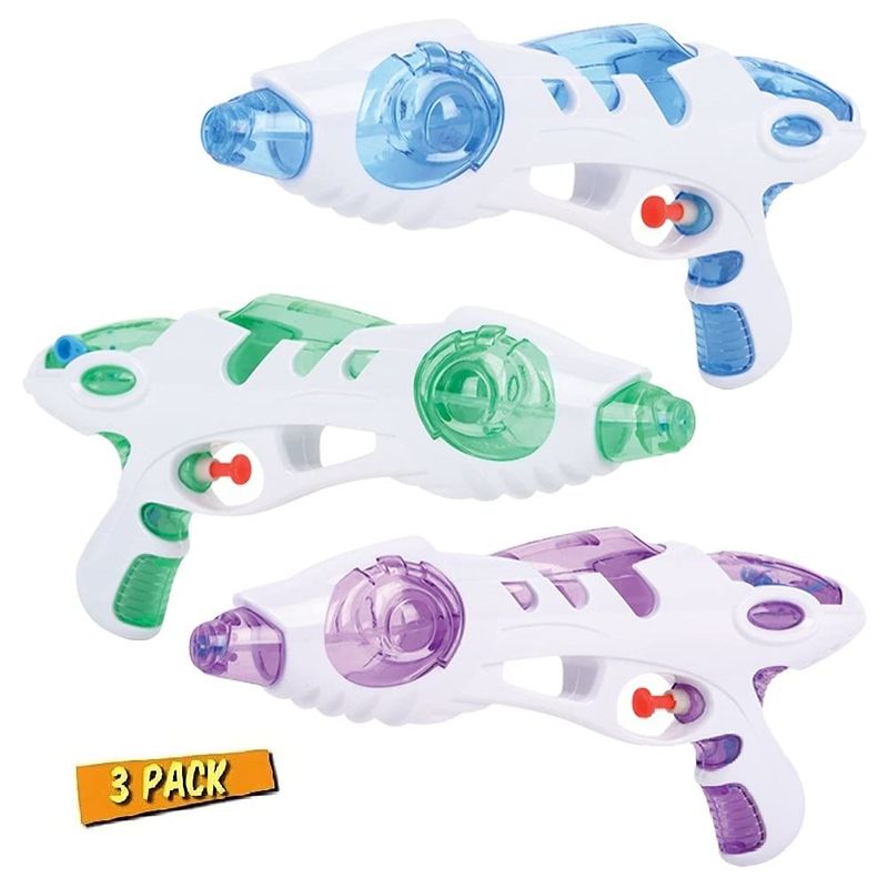 Galactic Water Squirt 8.5” Gun - 3 Pack (1 of Each Color). (Green ...