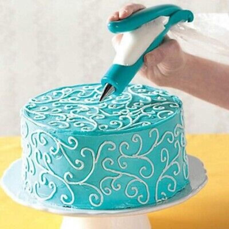 Cake Decorating Pen Tool Kit Pastry Bag DIY Icing Piping Bags Blue 4 Shape Tips - Online ...