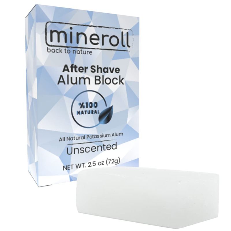 Mineroll After Shave Alum Block, All Natural Potassium Alum, for Women ...