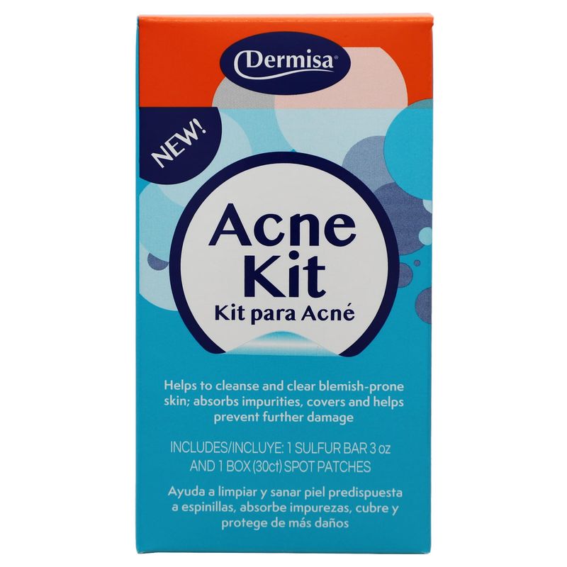 Dermisa Acne Kit - Hydrocolloid Spot Patches + Sulfur Cleansing Bar for ...