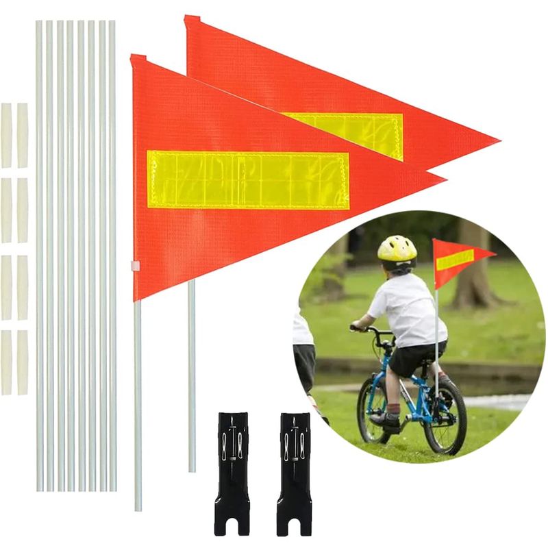 Bike Safety Flag with Pole 2 Sets, 6-Foot Adjustable Height Sturdy ...