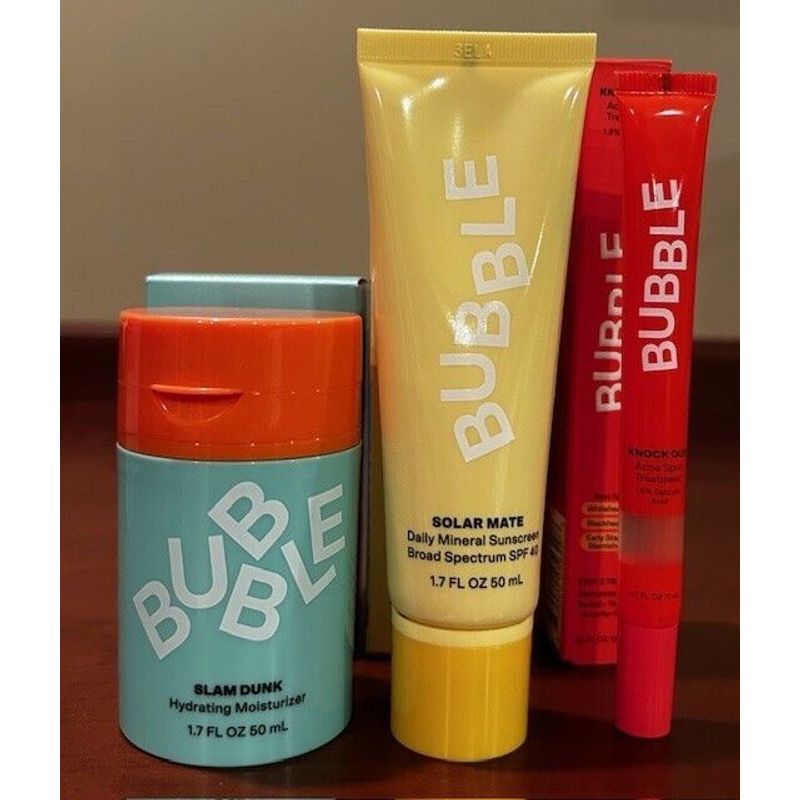 Bubble Skincare Trio ~ Slam Dunk+ KnockOut + Solarmate, BNIB, Beauty ...
