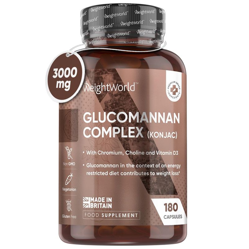 Glucomannan Capsules from Konjac Root - 180 Capsules - with Chromium ...