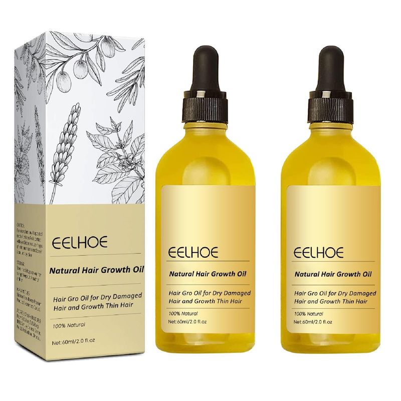 2Pcs Veganic Natural Hair Growth Oil, Eelhoe Natural Hair Growth Oil, Improves Blood Circulation ...