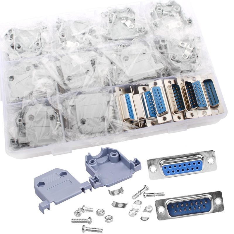 VISSQH 20 PCS DB15 Adapter,DB15 Solder Connector RS232 D-SUB Serial Adapter 15 Pin D-Sub ...