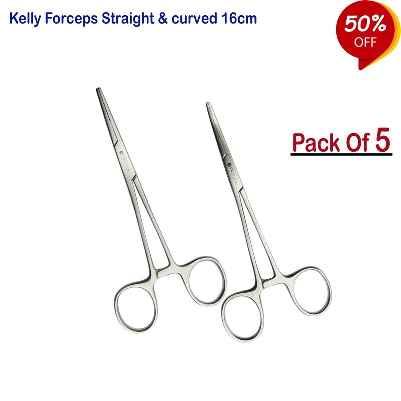 Kelly Forceps Straight & Curved Dental Surgical Hemostatic instruments Set Of 10 - Online ...