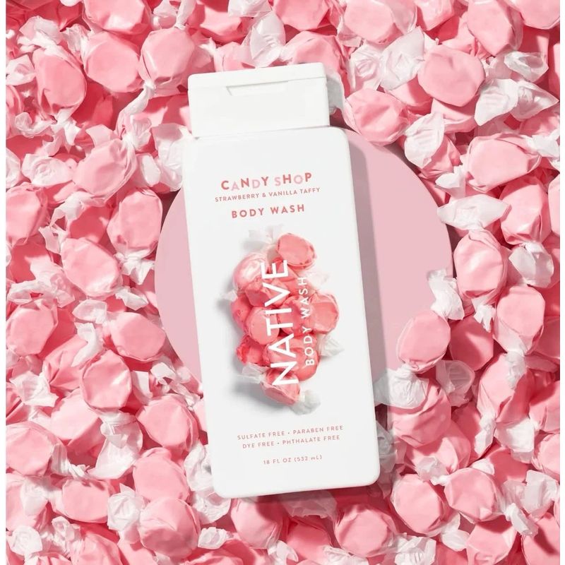 NATIVE CANDY SHOP STRAWBERRY & VANILLA TAFFY BODY WASH 18 FL OZ 2 PACK ...