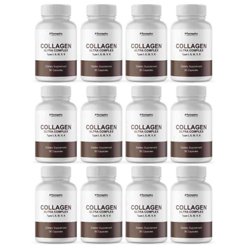 Collagen Ultra Complex Types I, II, III, V & X - 12 Bottles 1080 ...
