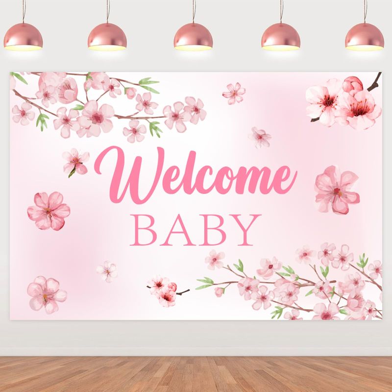 Fangleland Cherry Blossom Baby Shower Decorations for Girls, Welcome ...
