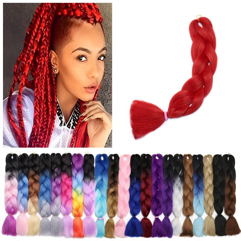 Benehair Red Braiding Hair 1 Bundle 24inch Jumbo Braiding Hair ...