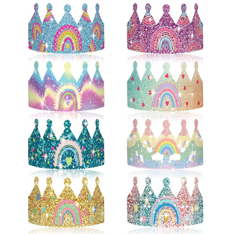 Kathfly Rainbow Birthday Party Hats Rainbow Crown Headbands for Kids ...