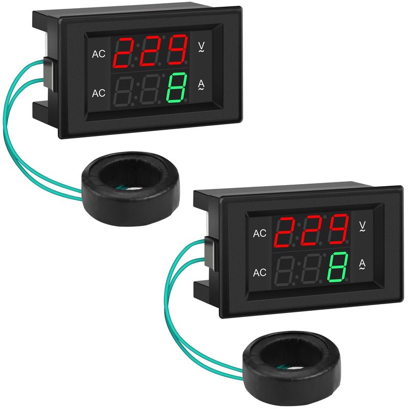 DROK Volt Amp Meter 2pcs, AC 500V 200A Digital Voltmeter Ammeter Panel ...
