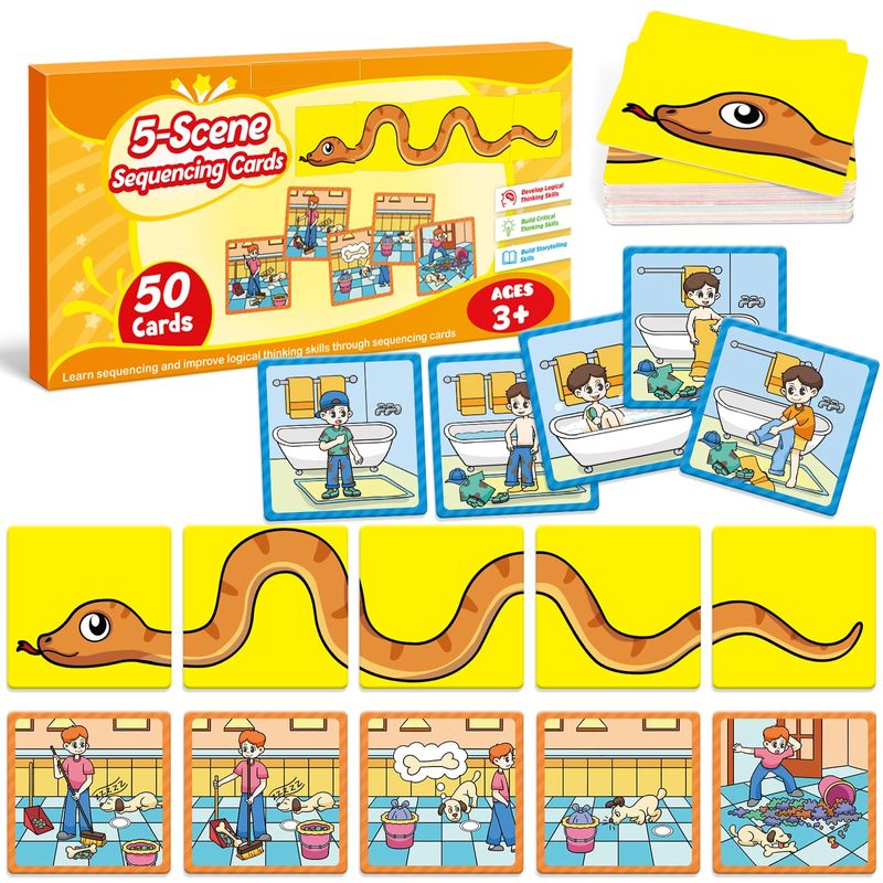 Kasfalci Sequencing Cards,Sequence Board Game for Kids,Speech Therapy Materials Toys for Autism ...