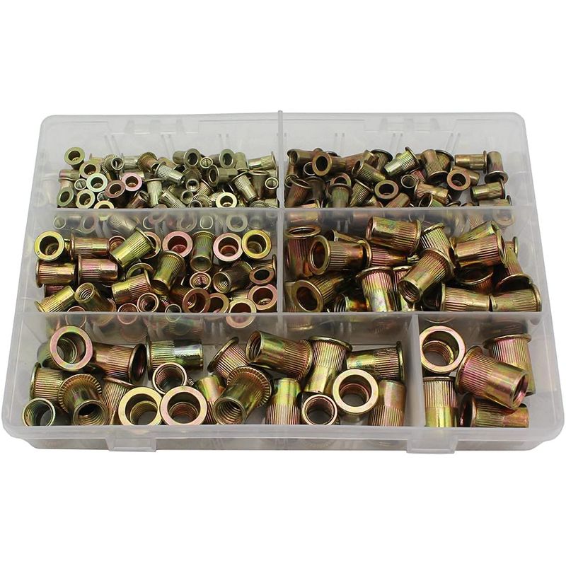 210Pcs Rivet Nut M4 M5 M6 M8 M10 M12 Zinc Plated Carbon Steel Flat Head ...