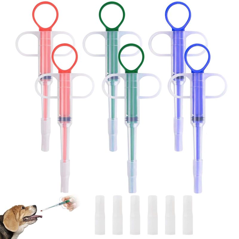 18-Piece Pet Pusher Syringe Set, Tablet Dispenser with Split Silicone ...
