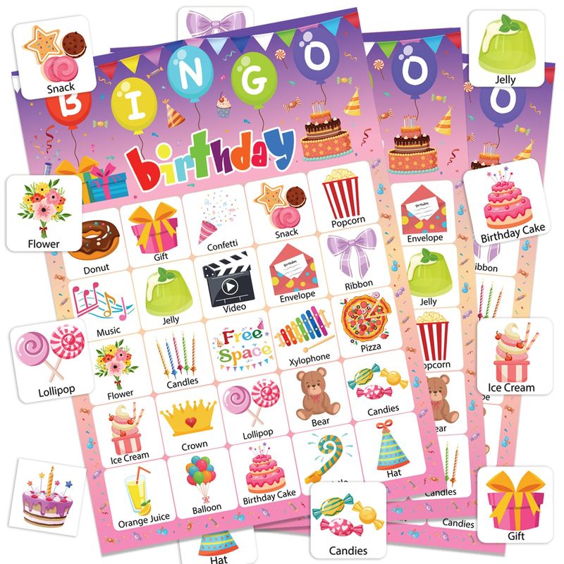 Leezead Birthday Bingo Game, 24 Players Birthday Party Bingo Games ...