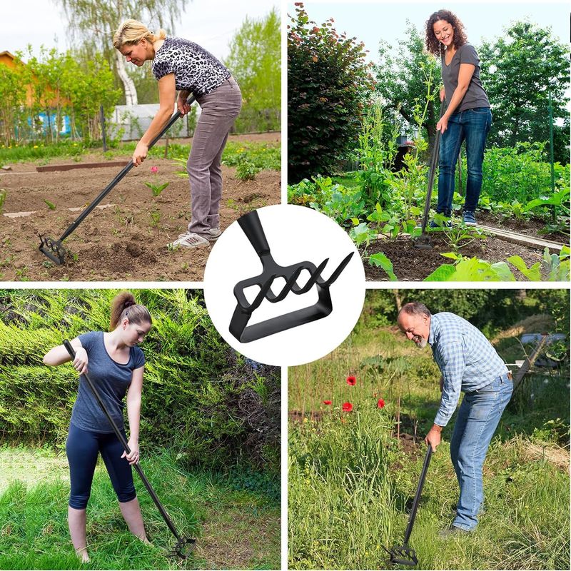 Garden Cultivator Weed Stirrup Hula Hoe Rake with 63"~85" inch long ...