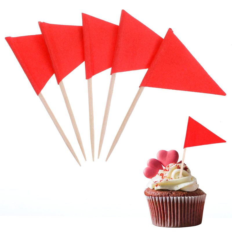 Ymapinc 100 Pcs Red Flags Cupcake Topper Sticks, Golf Mini Flag ...