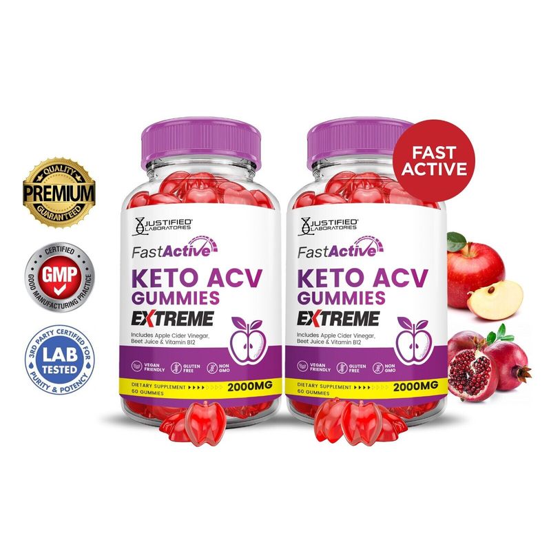 Fast Active Keto Extreme ACV Gummies 2000MG Apple Cider Vinegar 120 ...