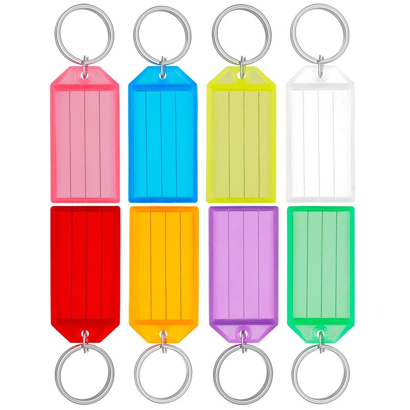 Uniclife 20 Pack Tough Plastic Key Tags with Split Ring Label Window ...
