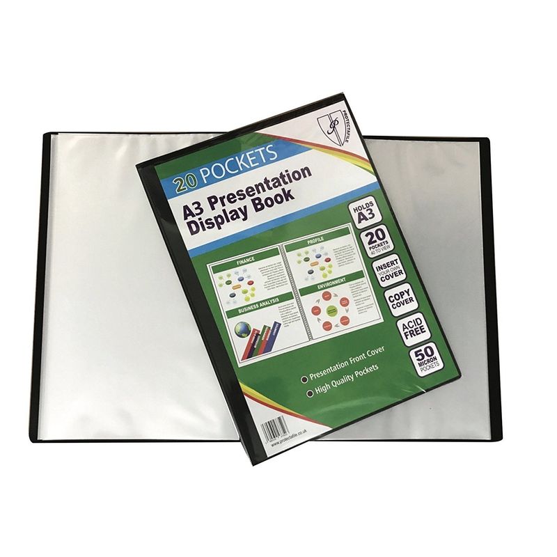 PROTECTAFILE A3 Black Pocket Presentation Display Book (20 Pockets ...
