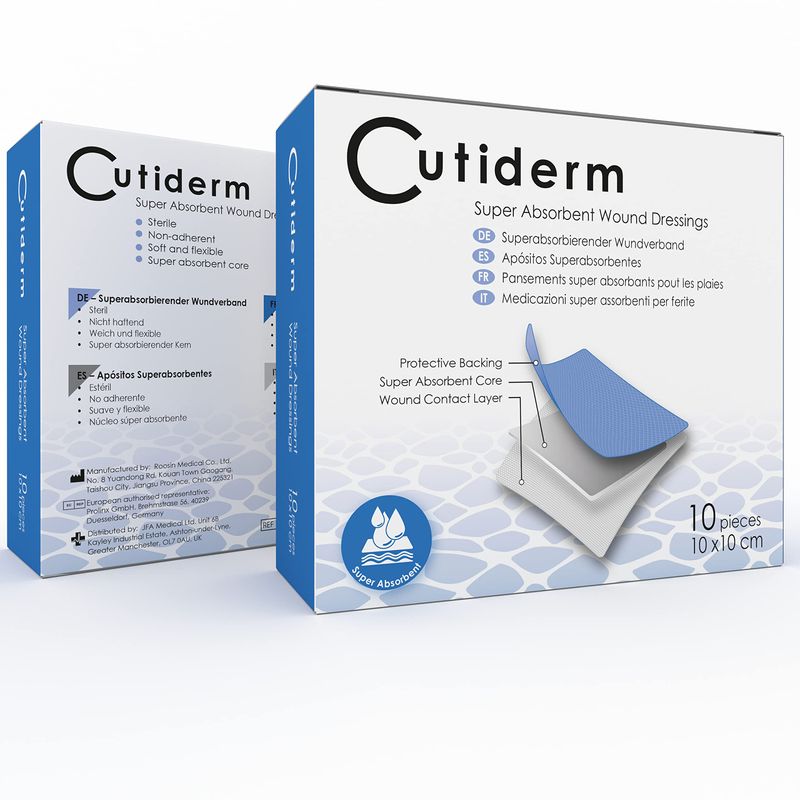 Cutiderm Sterile Low Adherent Super Absorbent Wound Dressings 10cm x ...