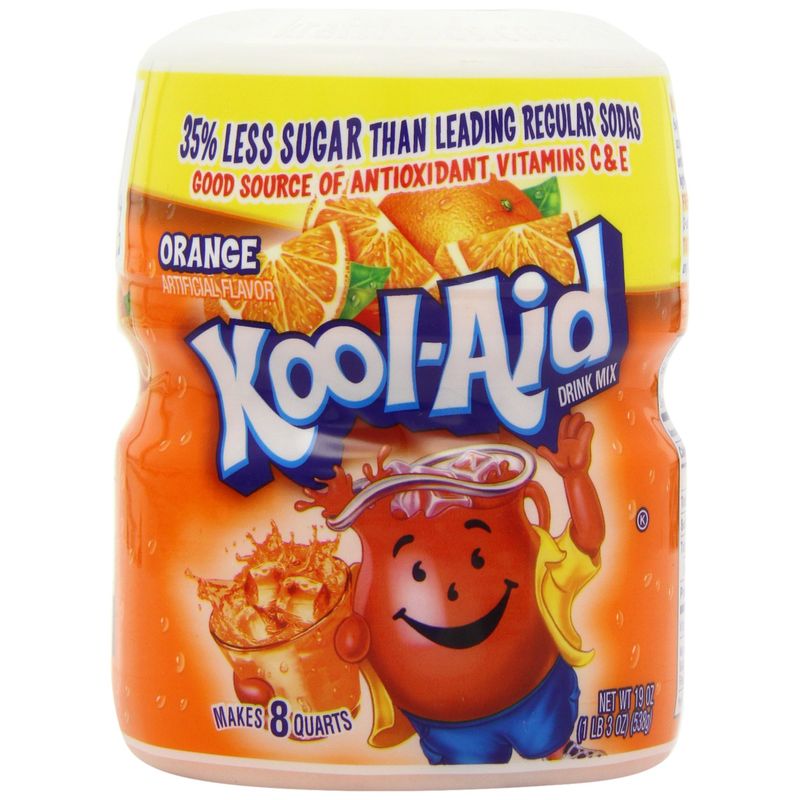 Kool-Aid Drink Mix, Sugar Sweetened Orange, 19-Ounce Container (Pack of ...