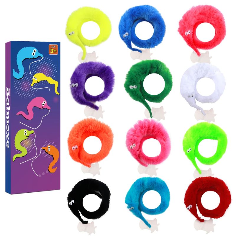 Zalmoxe 12 Pcs Fuzzy Worms on with a Invisible String Carnival Party ...